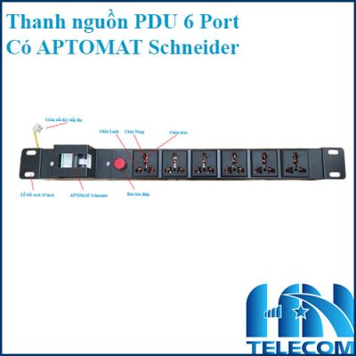 Thanh nguồn PDU 6 Port Có APTOMAT Schneider