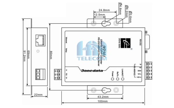 3Onedata NP301 – Bộ chuyển đổi 1 cổng RS-232/485/422 sang Ethernet
