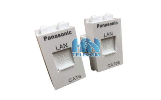 Bộ wallplate 2 cổng Panasonic (Nhân RJ45/RJ11+Đế+mặt)