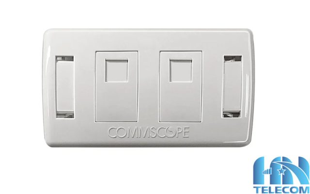 Ổ cắm mạng đôi RJ45 Commscope màu trắng hình chữ nhật
